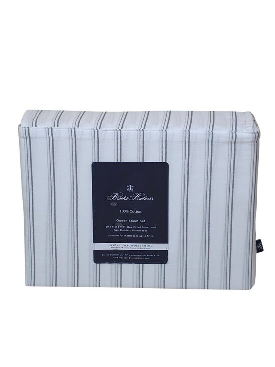 Brooks Brothers | Bedding | Brooks Brothers Queen 0 Cotton Stripe Sheet Set Fits 17 Deep ...